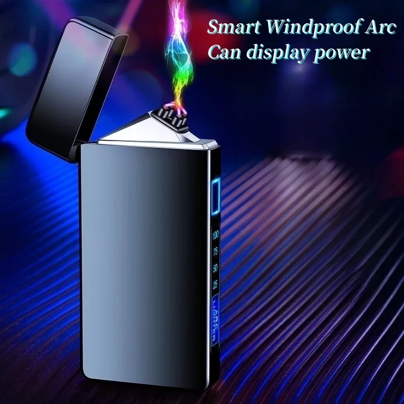 USB-Double-Arc-Lighter-LED-Display-Rechargeable-Metal-Electronic ...