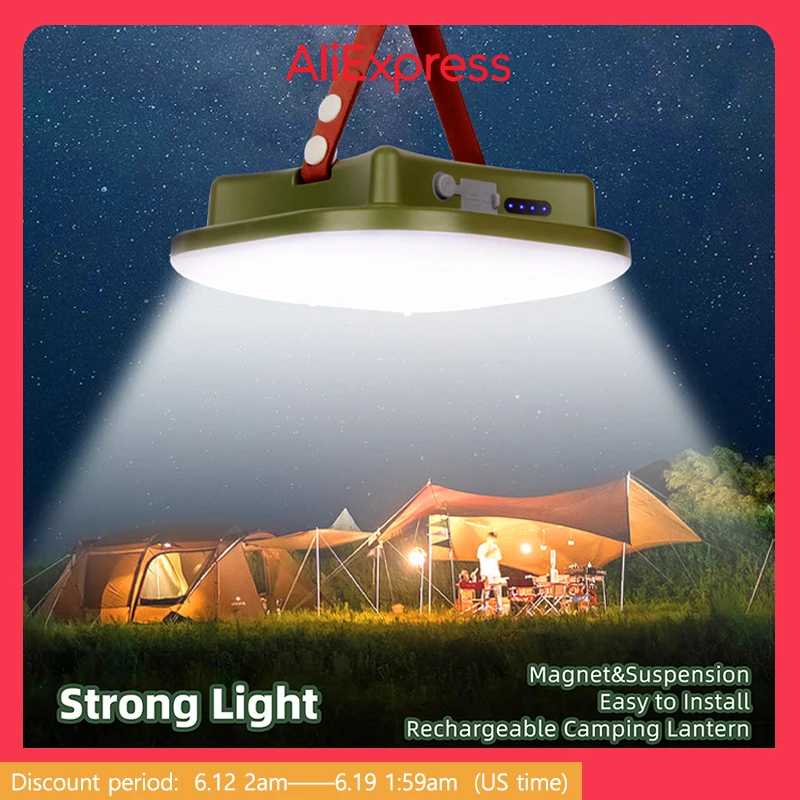 New Upgraded 15600maH Rechargeable LED Camping Strong Light with Magnet ...