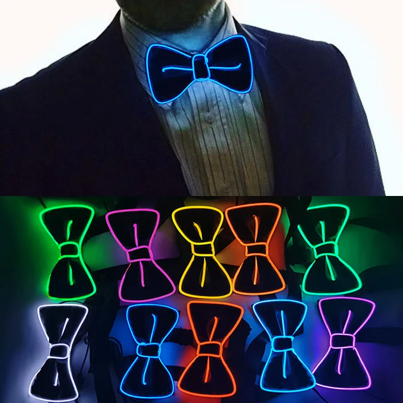 Led Light Up Bow Tie Neon Necktie Masquerade Party Luminous Bow Tie ...
