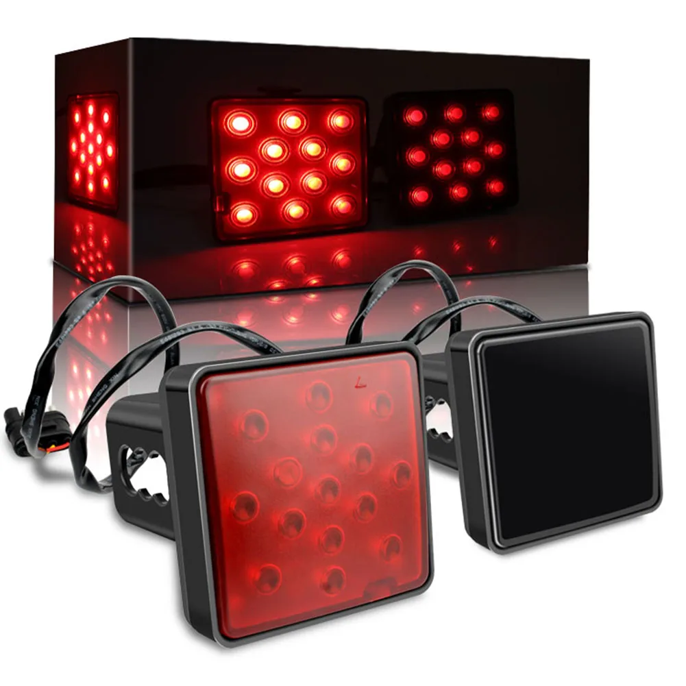 Red-12-15-LED-Tow-Hitch-Receiver-Brake-Tail-Light-Strobe-Feature-for ...