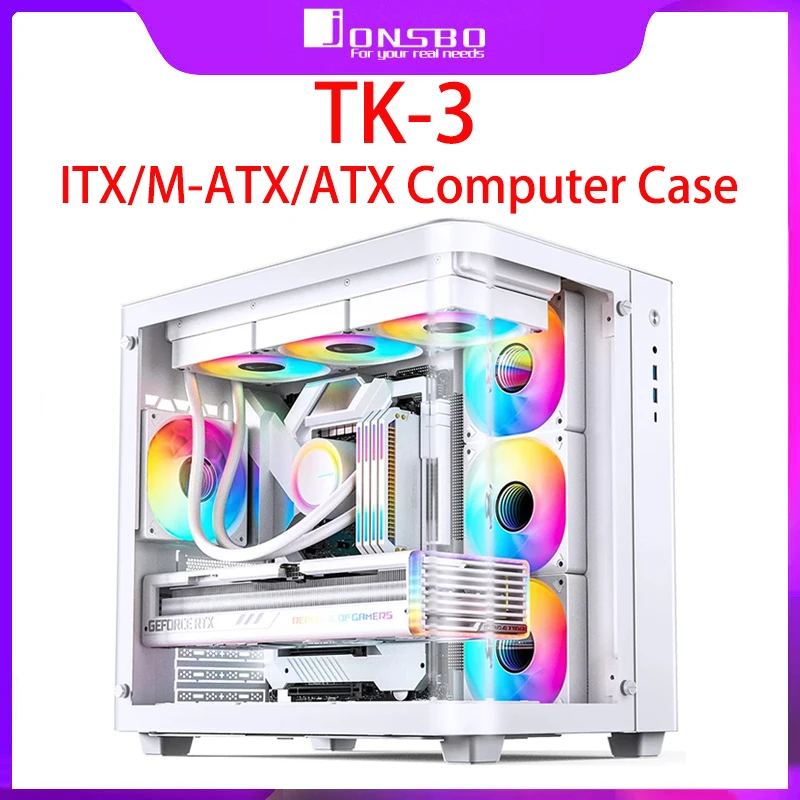 JONSBO-Case para PC Gamer Cabinet, Desktop Chassis, Esports Game, TK-3, ITX, M-ATX, ATX, Suporte ...