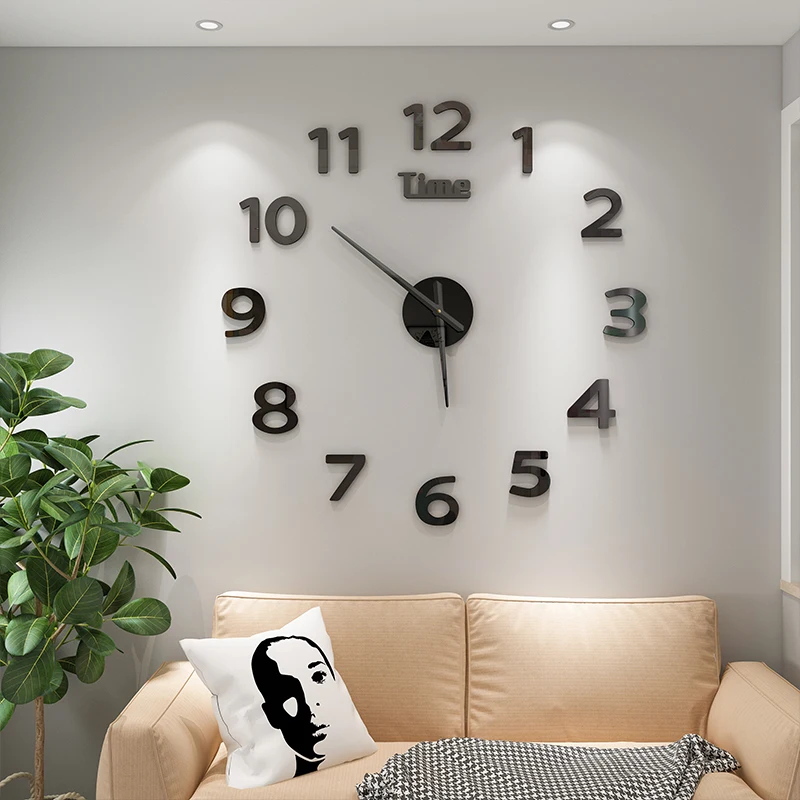 New-3D-DIY-Wall-Clock-Acrylic-Silent-Frameless-Wall-Decor-Sticker-Art ...