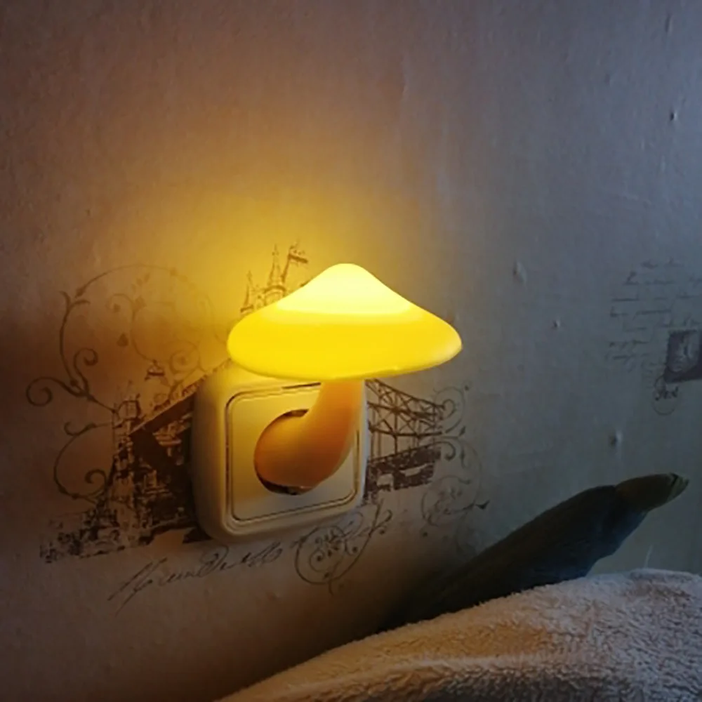 EU-Plug-Home-Bedroom-Led-Night-Light-Mushroom-Wall-Socket-Lamp-Warm ...