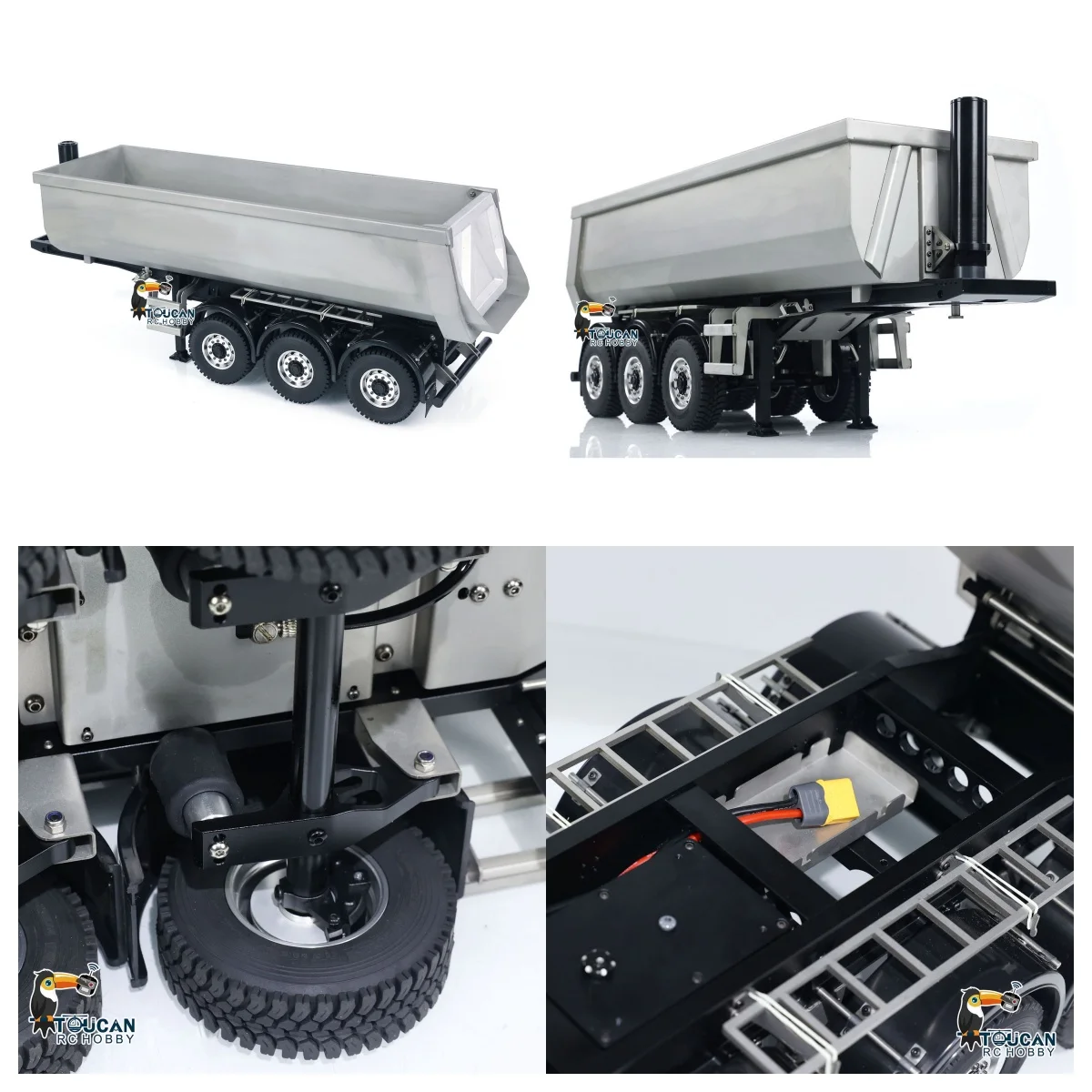 Metal 1/14 Scale 3 Axles Hydraulic RC Dump Trailer for Remote Control ...
