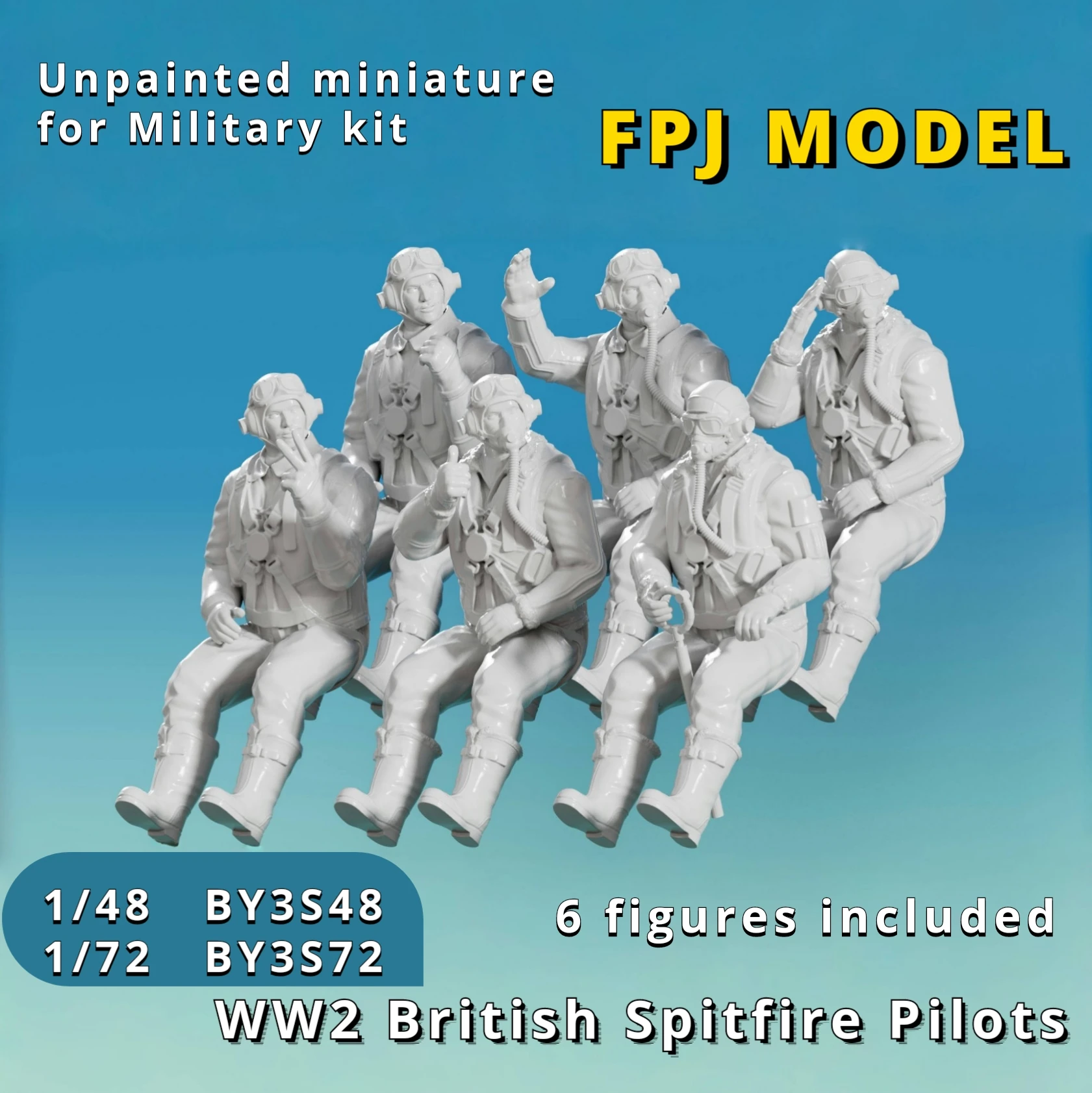 1/48 1/72 Scale Resin Model kit WW2 6 British Spitfire pilots tabletop ...