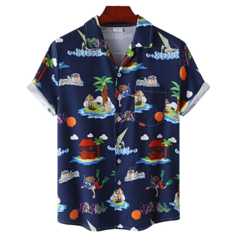 Tropics-Sea-Island-Shirts-for-Men-Clothing-3D-Printing-Hawaiian-Beach ...