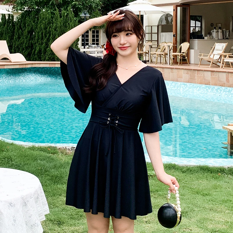Swimwear Women One Piece Plus Size Swimdress Ladies Oversize Swimsuit ...