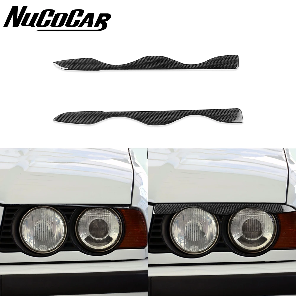 1 Pair Front Headlight Eyelid Headlamp Eyebrow Strip Trim Decal Carbon ...