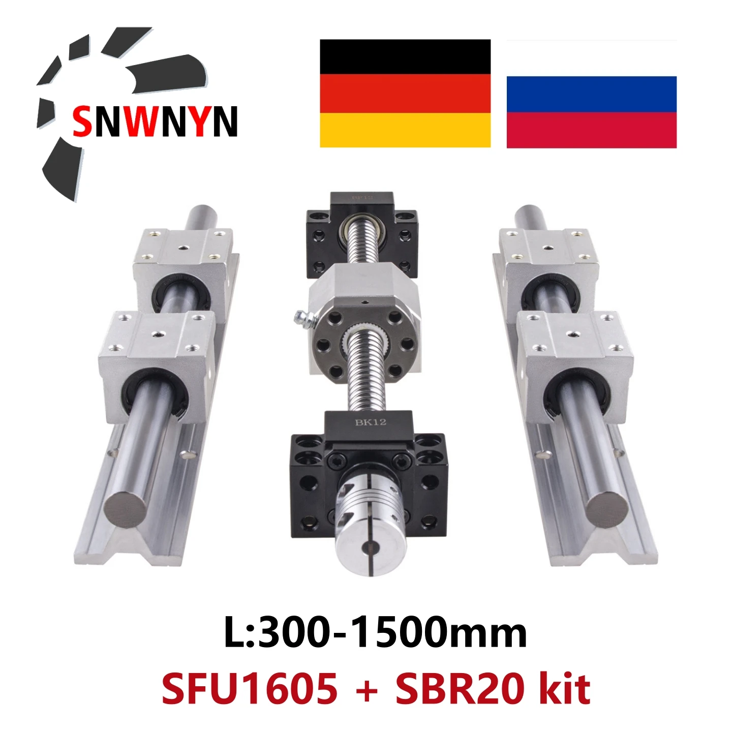 Linear Rail SBR20 + SFU1605 Ballscrew Kit : 1605 Ball Screw & Nut ...