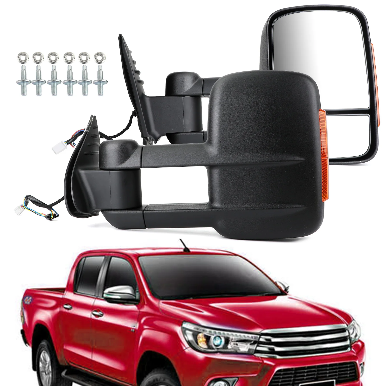 Areyourshop Pair Extendable Caravan Towing Mirrors For Toyota HILUX ...