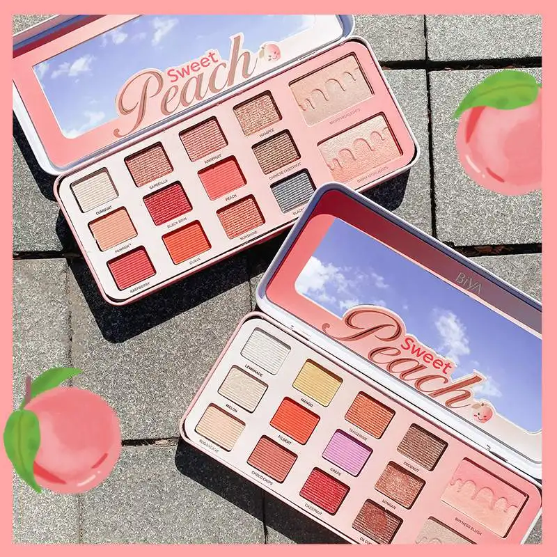 Biya-12-Color-Sweet-Peach-Eyeshadow-Palette-Waterproof-Long-lasting ...