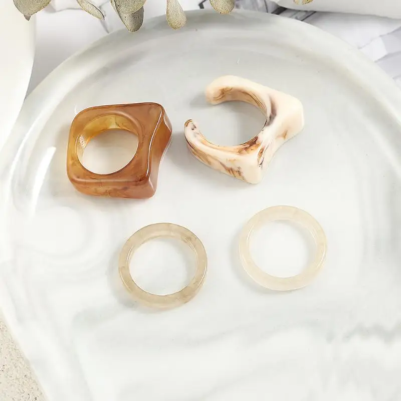 UILZ-New-Fashion-Transparent-Resin-Acrylic-Rings-Set-For-Women ...