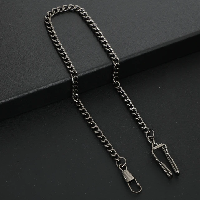 Classic Stainless Steel Pocket Watch Chain Silver Black Gold Bronze ...