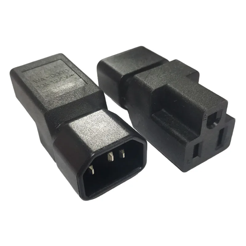 Black IEC320 C14 To US 5-15R Connector Converter Male To Female Socket ...