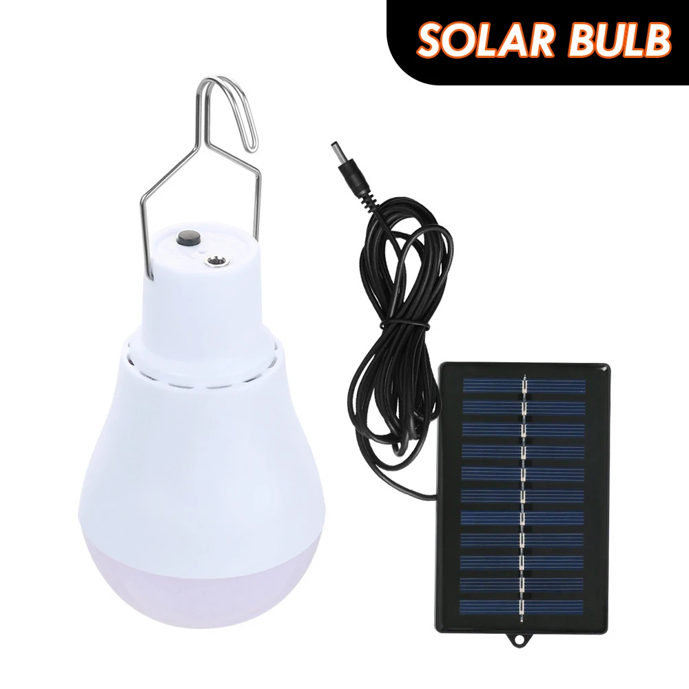 Solar Powered Lamp Portable Led Bulb Lights Rechargeable Camp Tent ...