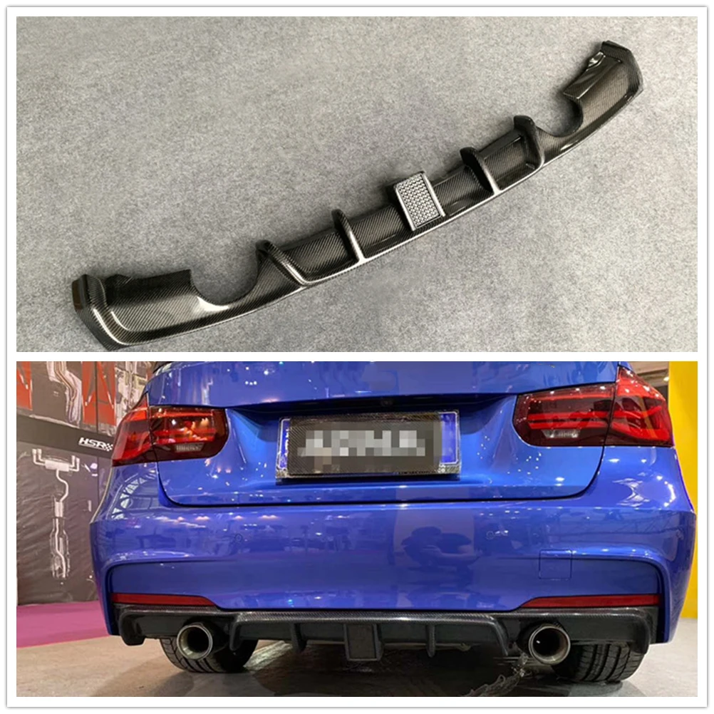 Real-Carbon-Fiber-Auto-Rear-Bumper-Diffuser-Lip-With-LED-Brake-Light ...