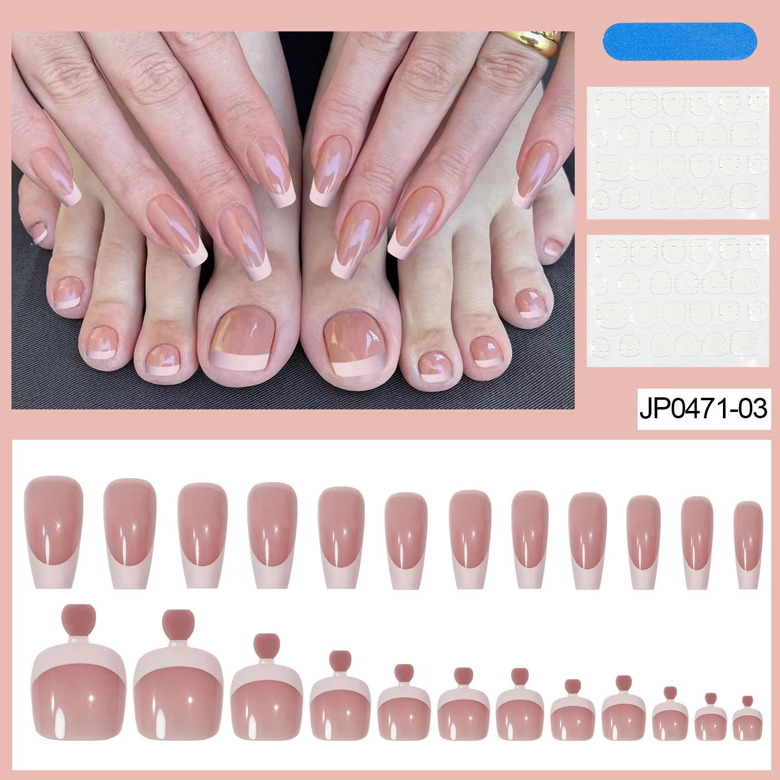 48pcs-Fake-Nails-Press-on-Finger-Toe-Tips-Set-Acrylic-Full-Nail-Tips ...