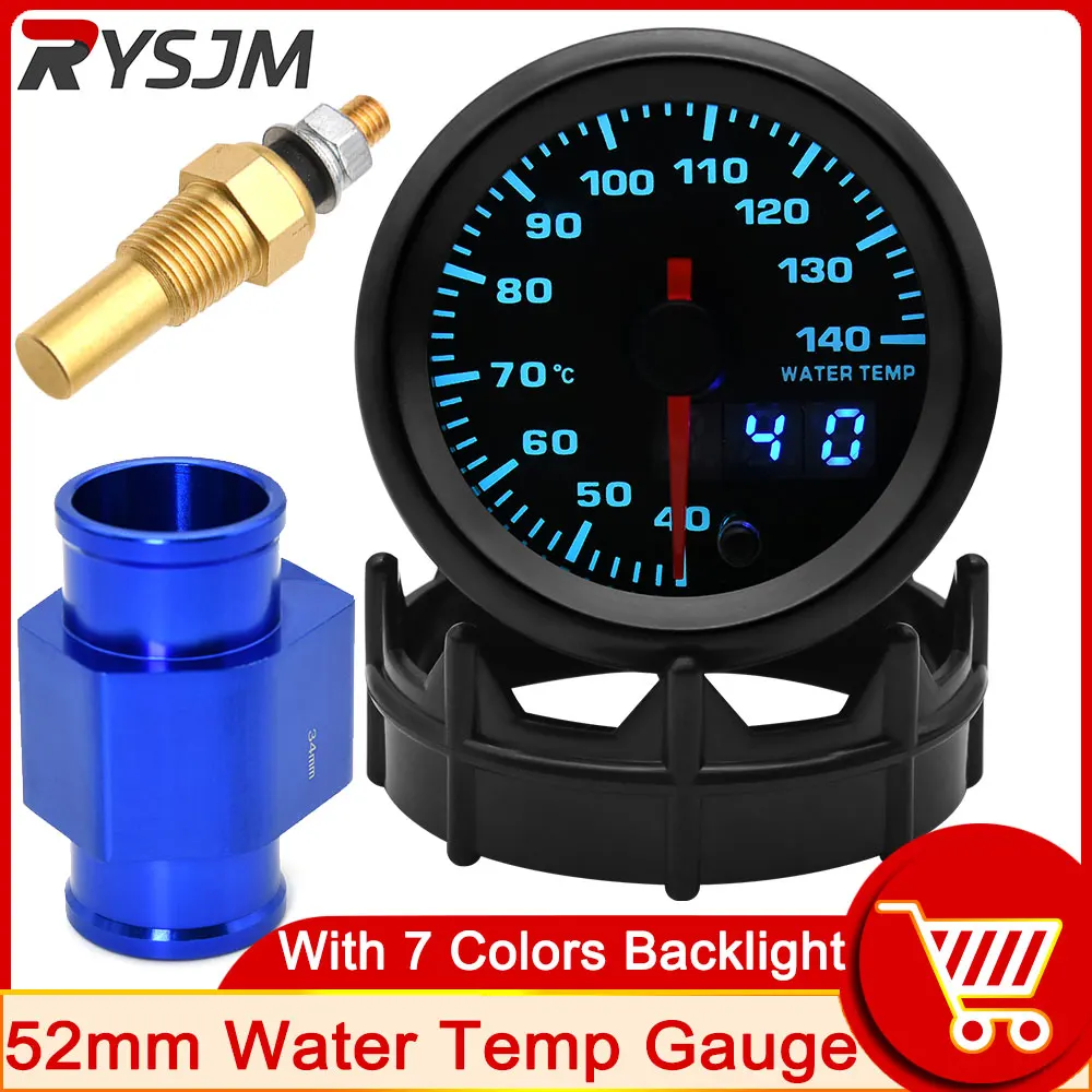 AD-52mm-Car-Water-Temperature-Gauge-40-140-Celsius-7-Colors-Backlight ...