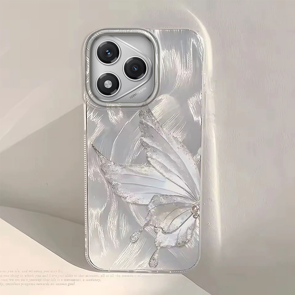 Elegant Silver Butterfly Textured Phone Case - Luxury Laser Design ...