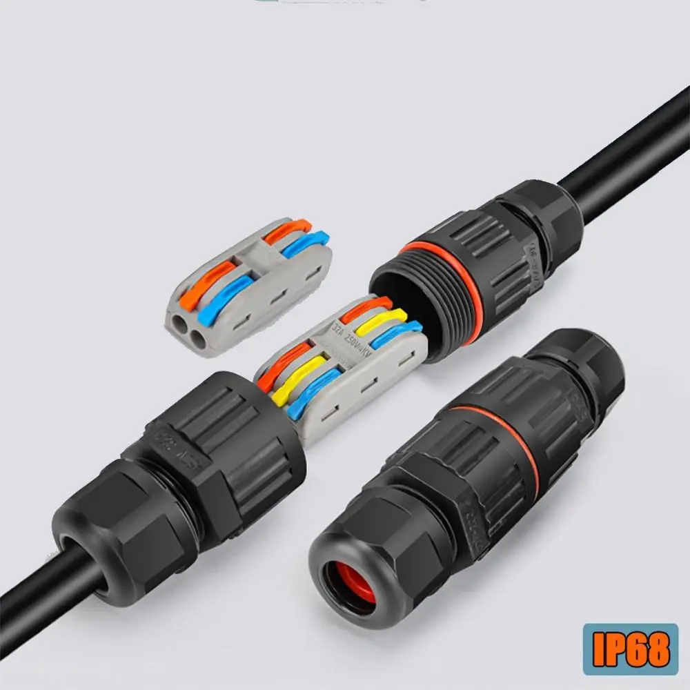 IP68-Waterproof-Cable-Connector-2-3-Pin-Outdoor-Straight-Quick-Push-In ...