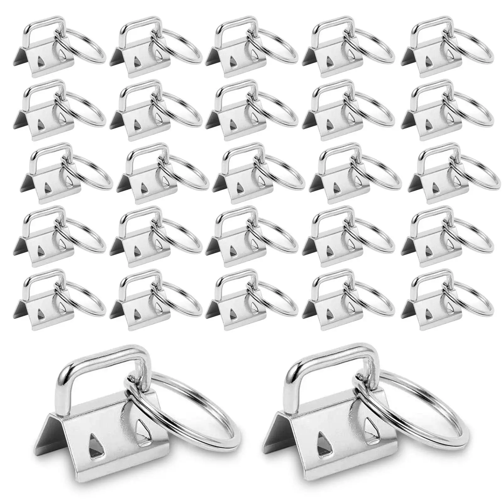 50-30Pcs-Key-Fob-Hardware-Silver-Tone-Key-Chain-Fob-Wristlet-with-Key ...