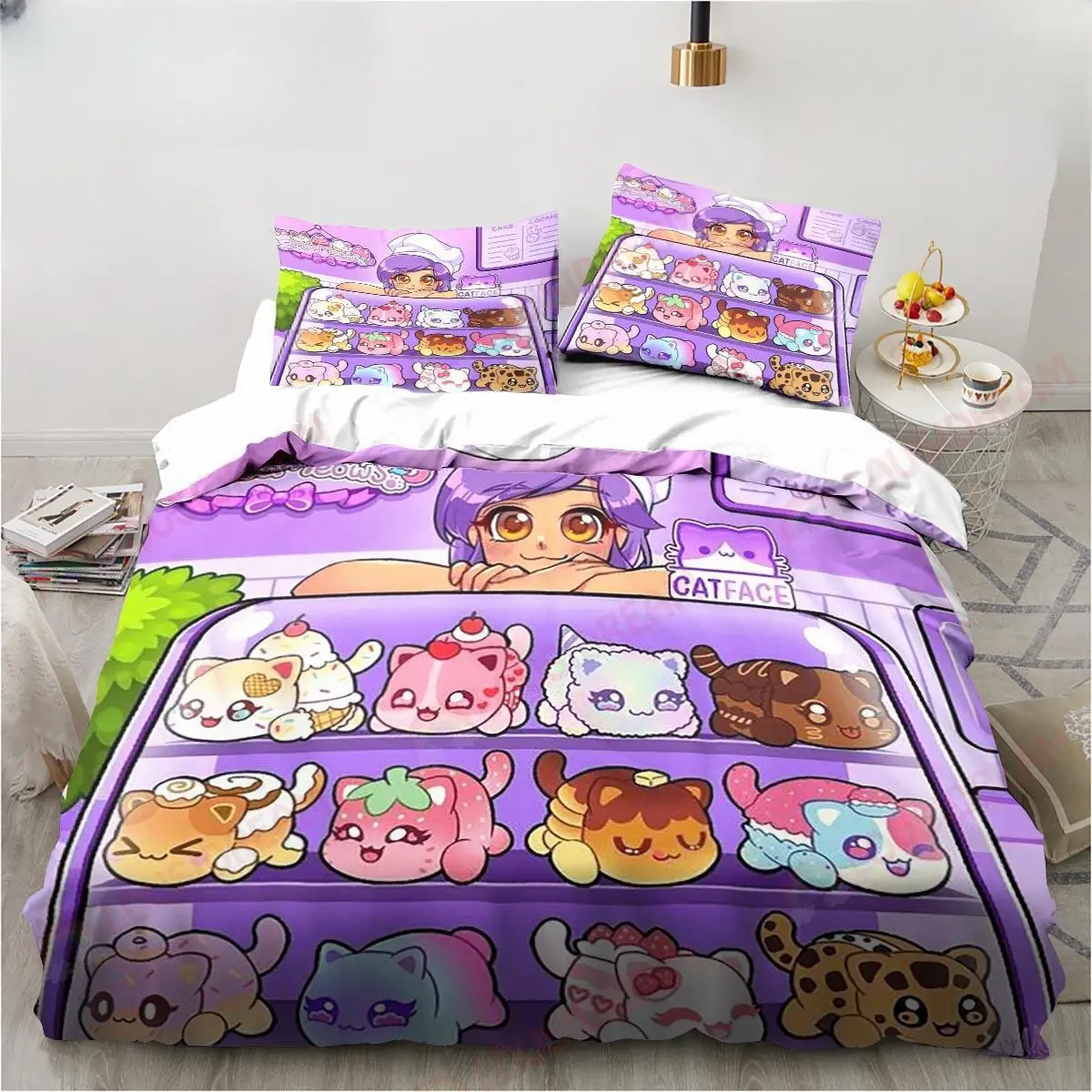New-Cartoon-Game-Cute-Aphmau-with-Wings-Bedding-Set-Sheet-King-Twin ...