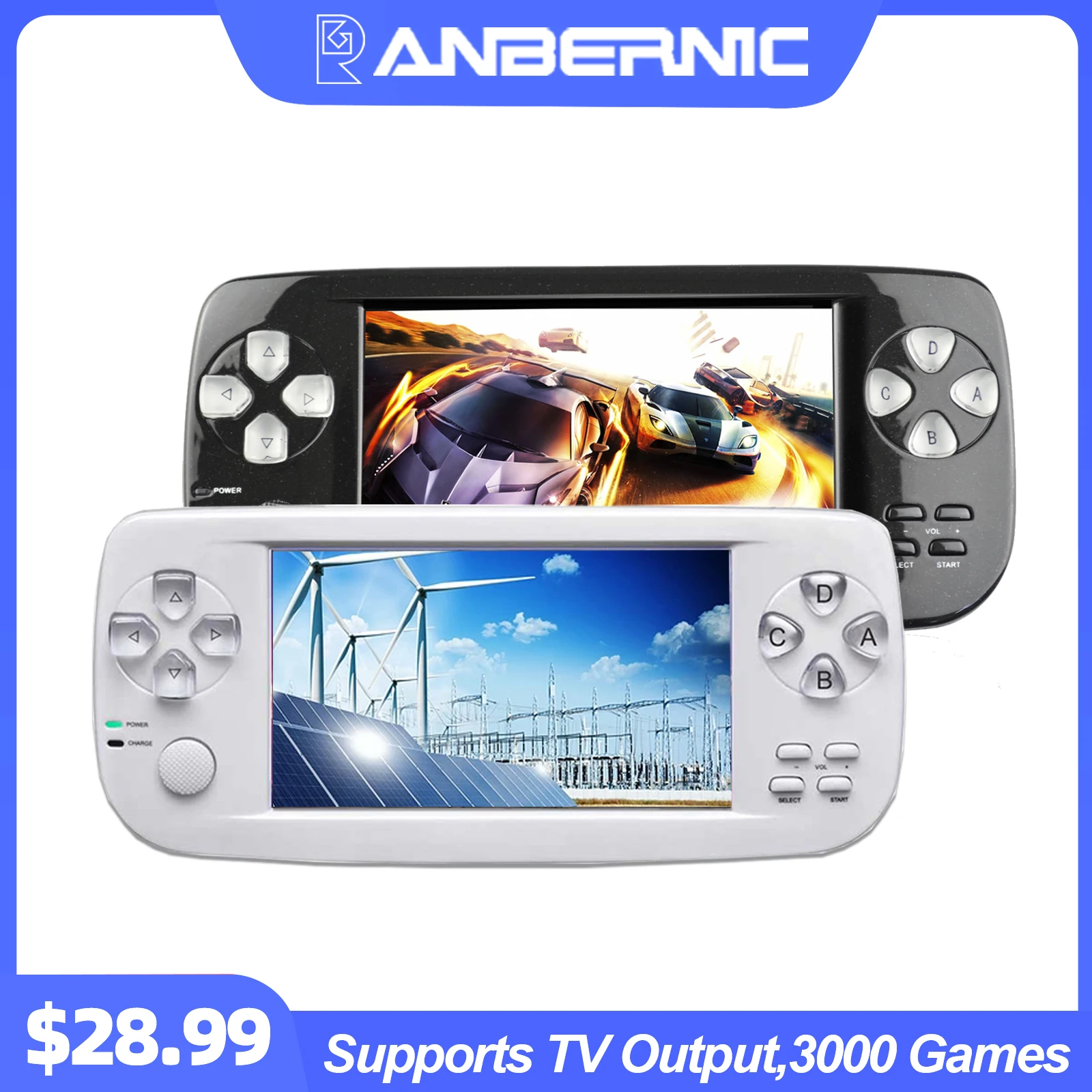 Anbernic pap kiii handheld game console 4.3 polegada tela 64bit ...
