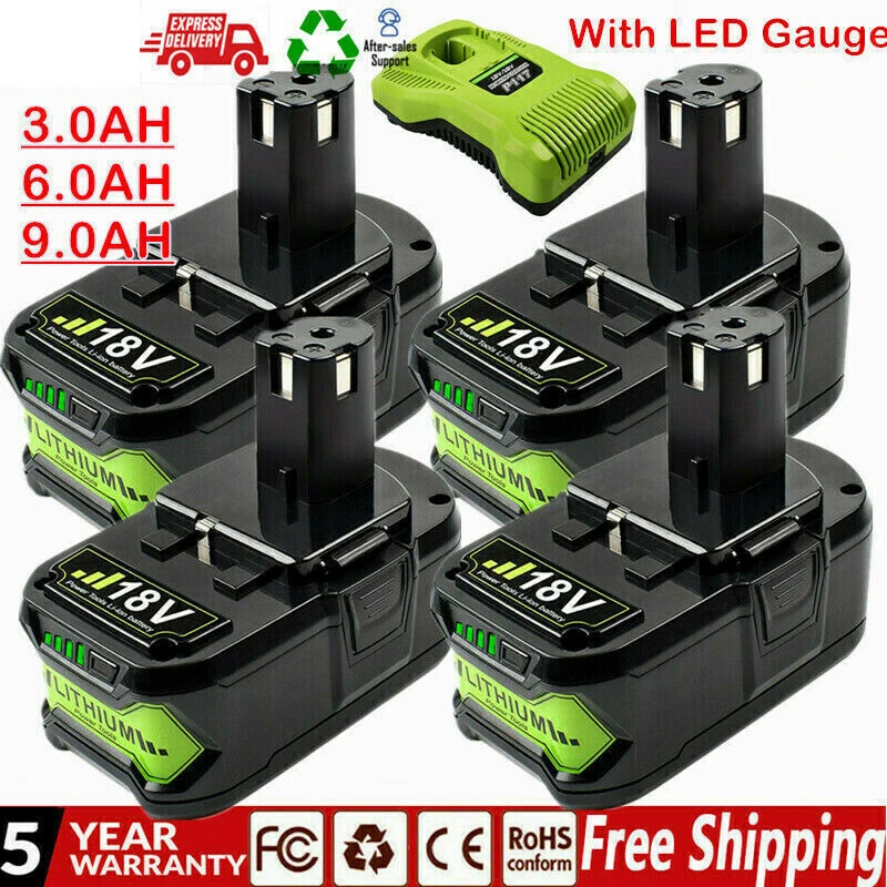 For RYOBI P108 18V One+ Plus 6.0Ah High Capacity Battery 18 Volt ...