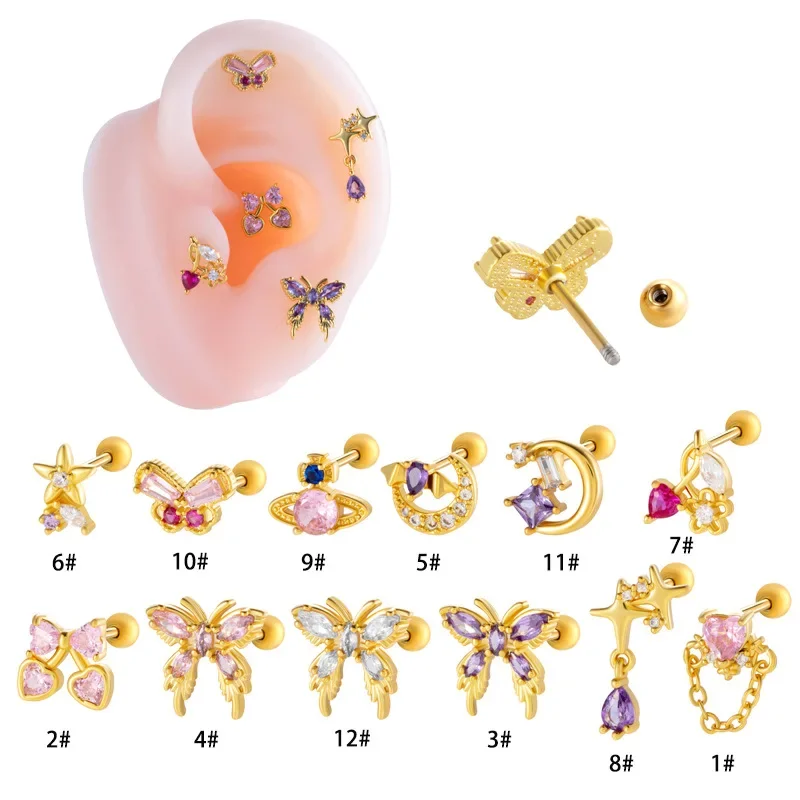 Boucles-d-oreilles-Helix-Stud-Papillon-Lune-Aucune-Communaut-s-te-Vis ...