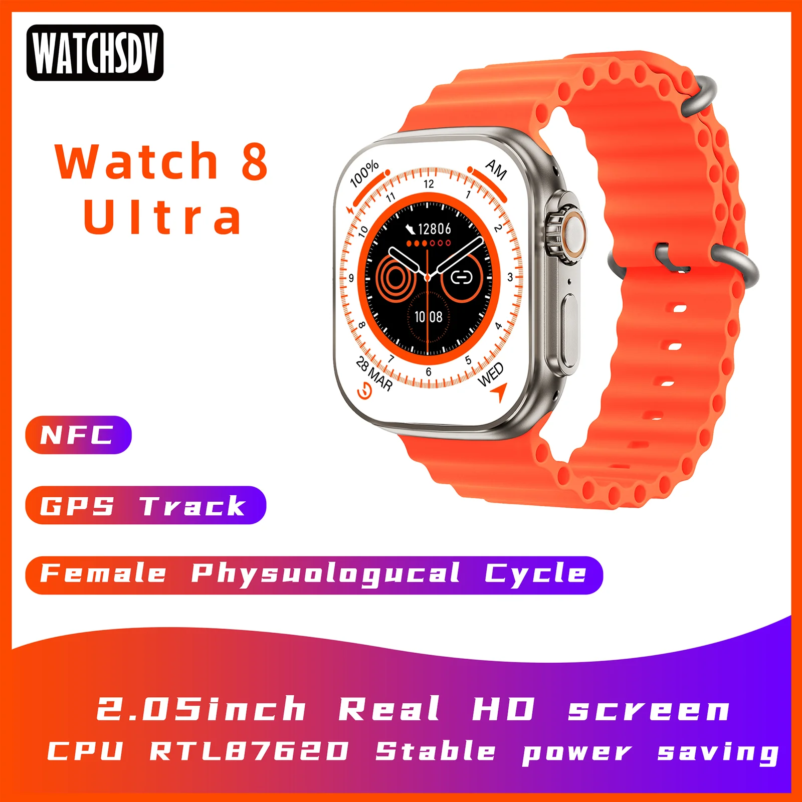 Watchsdv Relógio Inteligente Pd8 Ultra Nfc Gps Faixa Chamada Bluetooth ...
