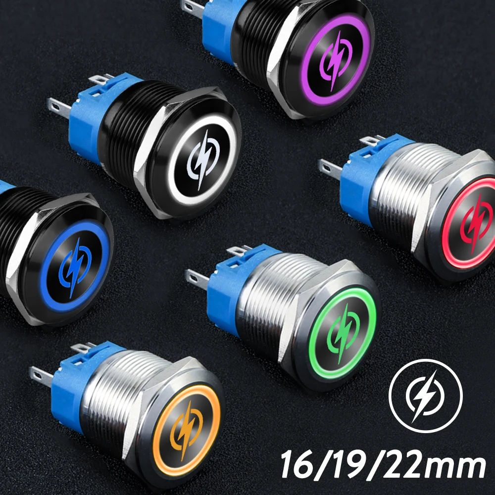 16-19-22MM-Power-Sign-Push-Button-Switch-Lightning-Symbol-Waterproof ...