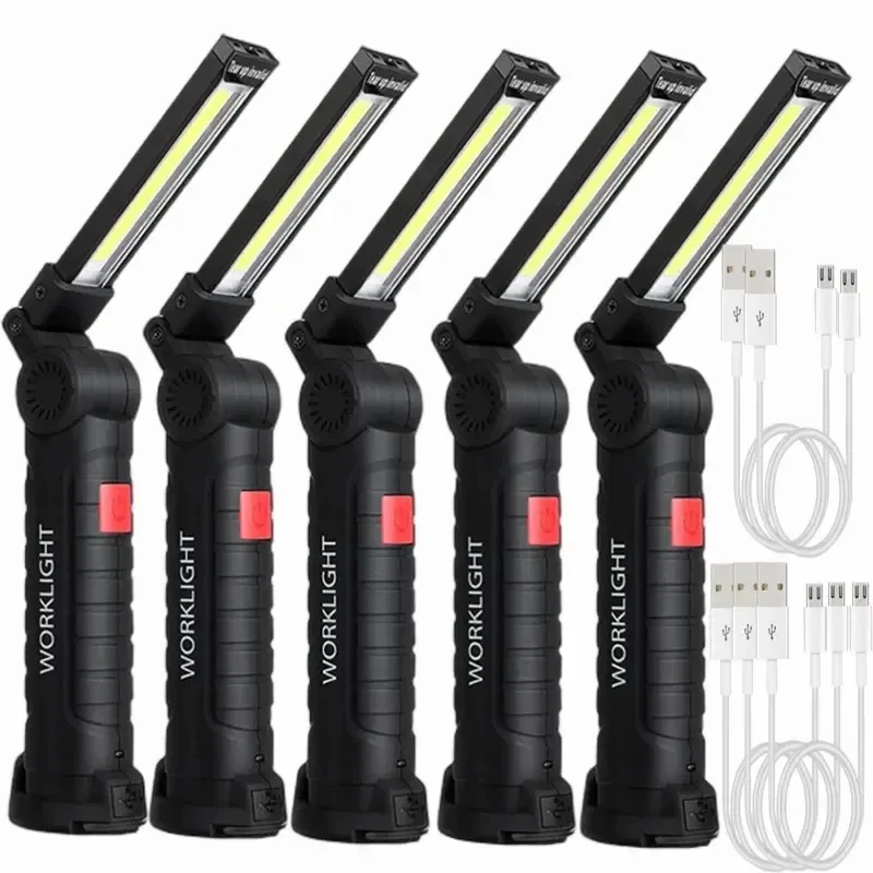 USB Rechargeable Camping LED Flashlight Work Light with Magnet and Hook ...