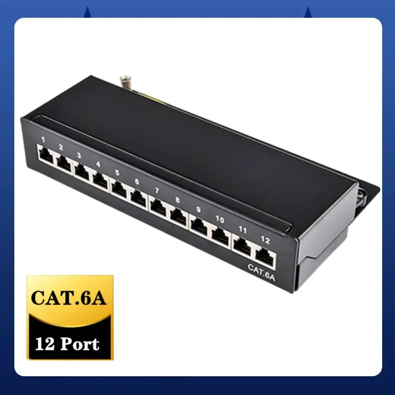 Cat6A 12 Port Patch Panel Full Shielded Wall Mounted For RJ45 Keystone ...