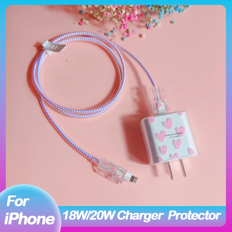 Pink-Girls-Heart-Charger-Protective-Case-For-iphone-US-20W-Fast-Charger ...