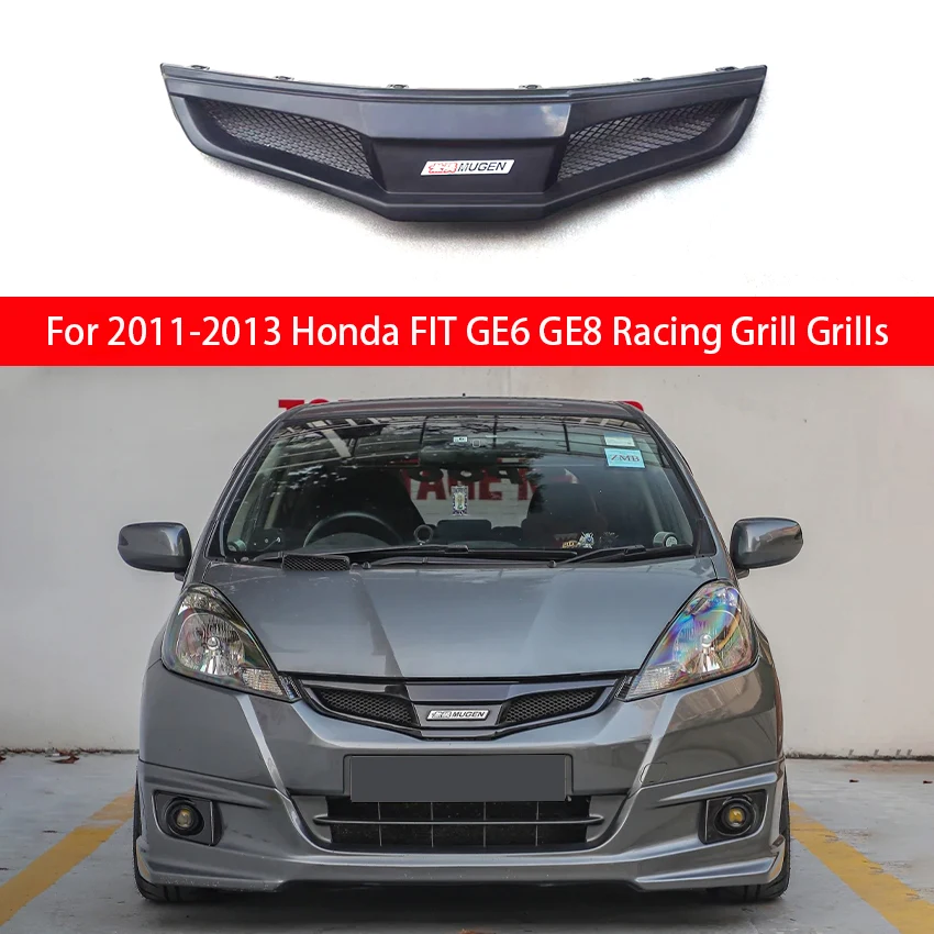 For Honda 2011 2012 2013 FIT GE6 GE8 MUGEN Style Front Bumper Hood Mesh ...