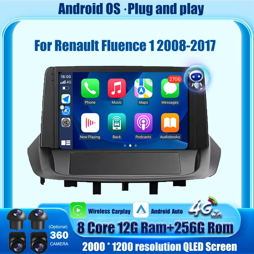 Android 16 Auto For Renault Fluence 1 2008-2017 Car Radio Multimedia ...