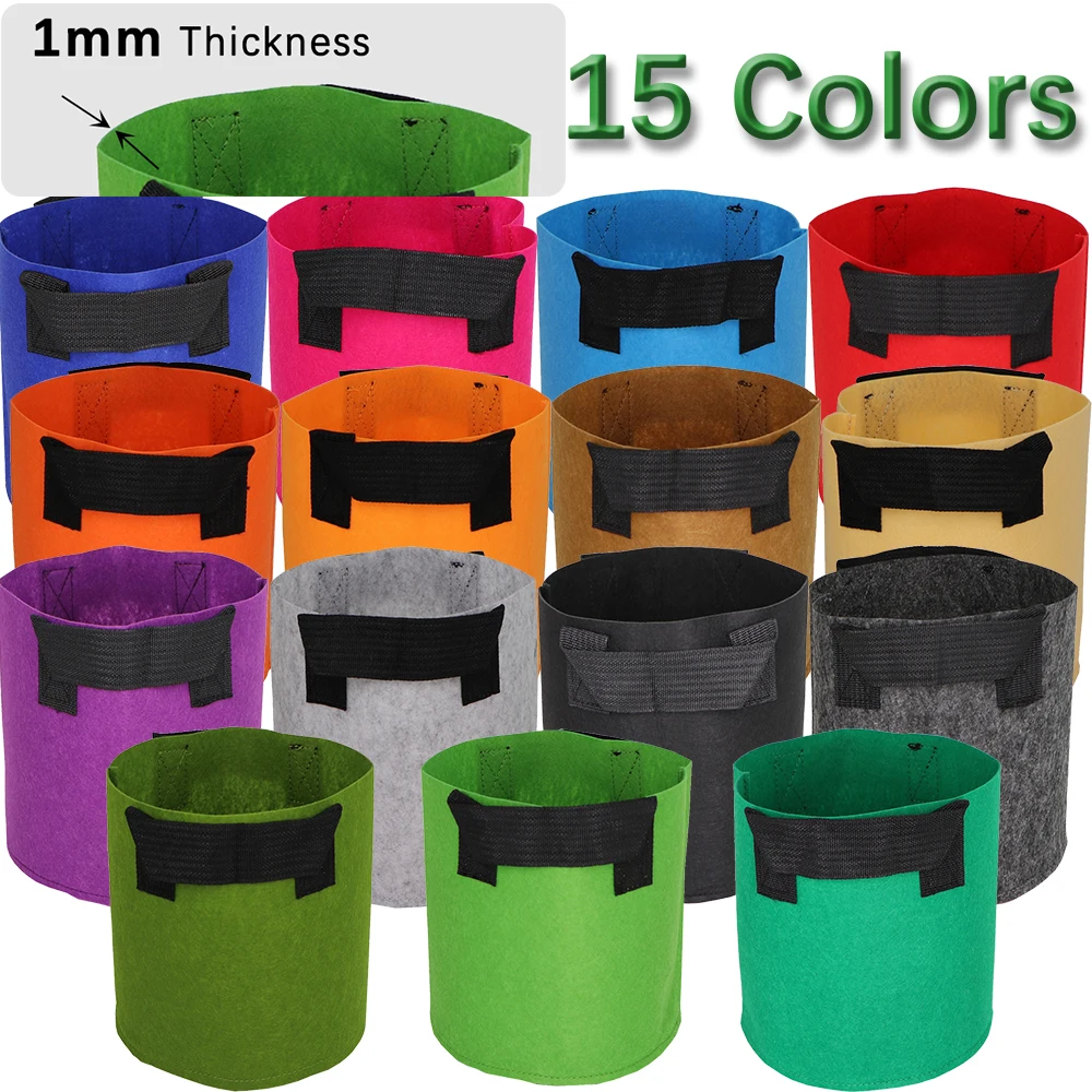 1-20Gallon-15Color-Felt-Plant-Strong-Grow-Bags-Planting-Growth-Bag ...