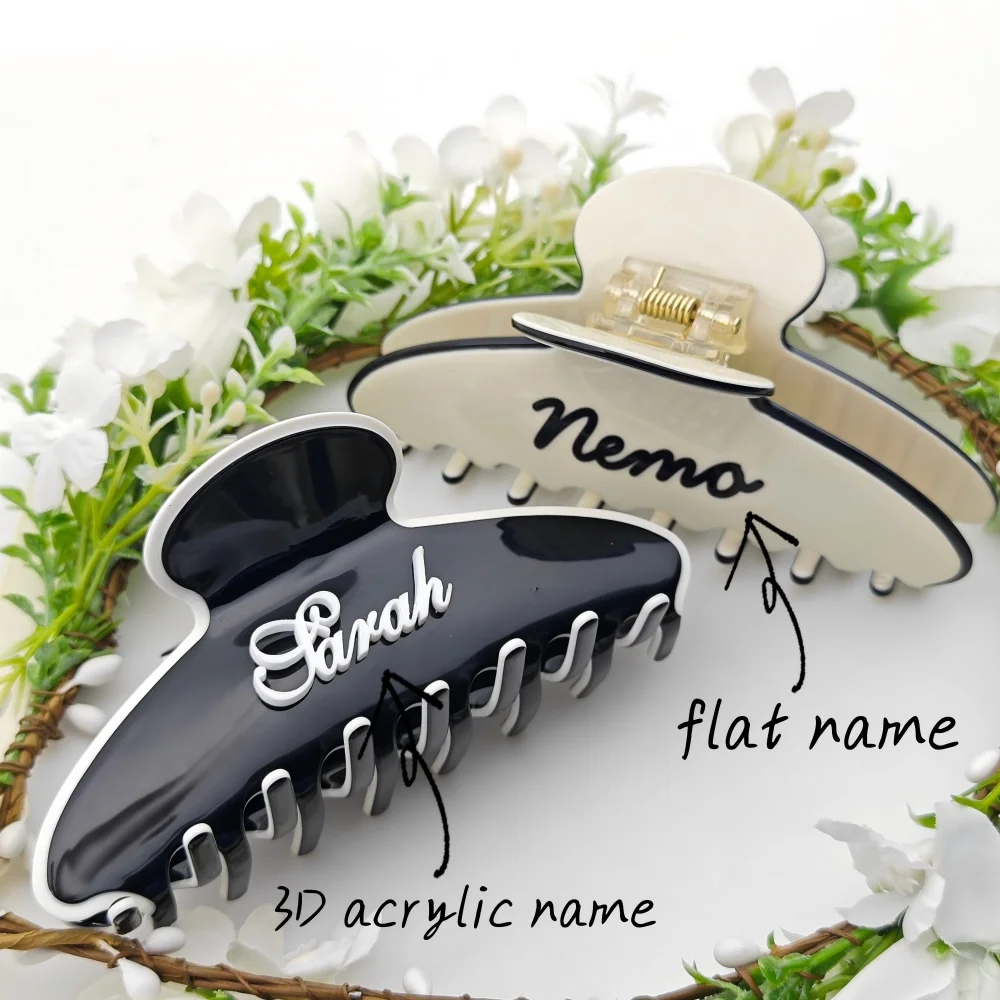 DOREMI Elegant Hair Clip with Customizable Name Personalized Hair Claw ...