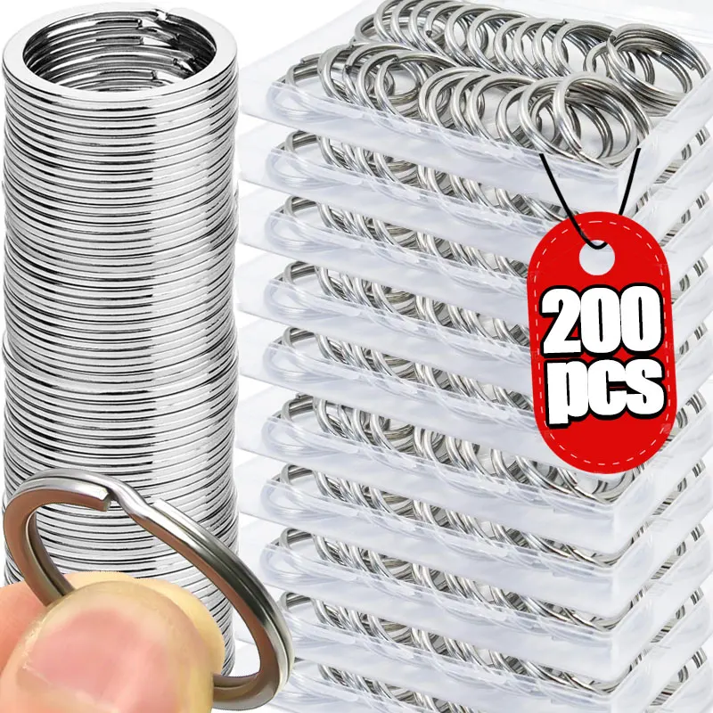10-200pcs 25mm Stainless Steel Key Rings Round Flat Line Split Rings ...
