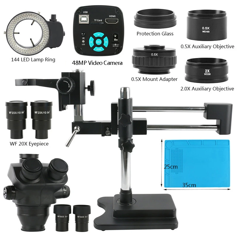 Universal Double Boom Bracket Arm 3.5X 200X Zoom Industrial Lab PCB ...