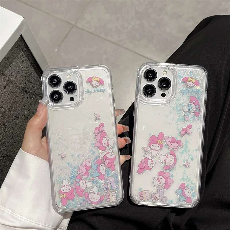 Sanrio-Melody-Liquid-Quicksand-Glitter-Luminous-Phone-Case-para-IPhone ...