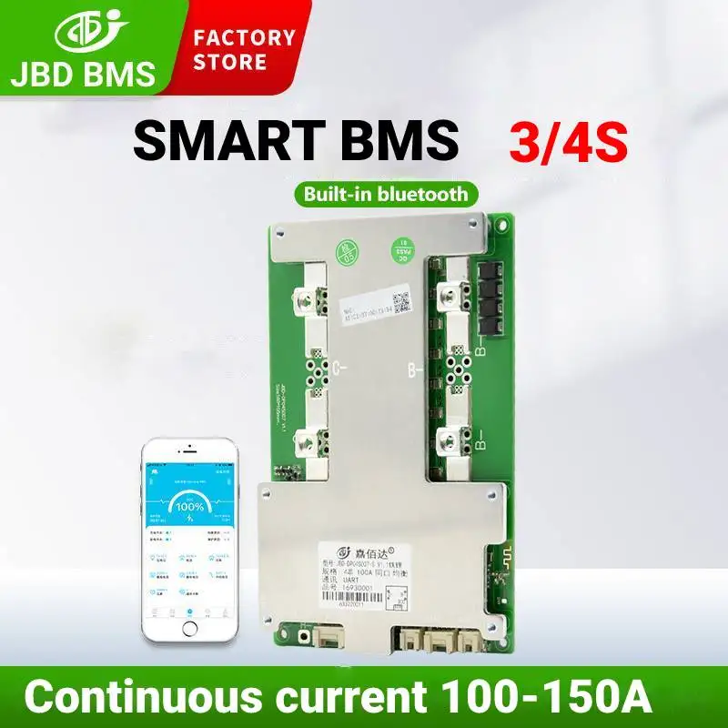 JBD Smart BMS 3S 12V Li-ion Bms 4S LifePo4 100A 150A Support Series Connection Same Port Balance ...