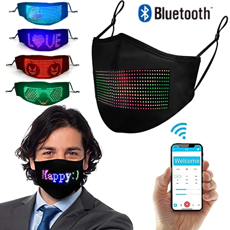 Led Party Face Mask Set Customized Languages App Control Bluetooth ...