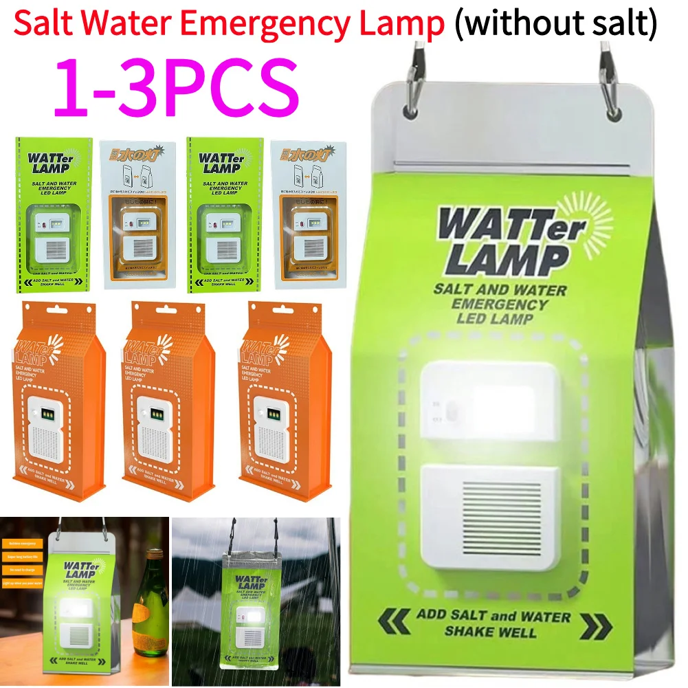 Portable Camping Lamp Salt Water Outdoor LED Emergency Lamp Reusable ...