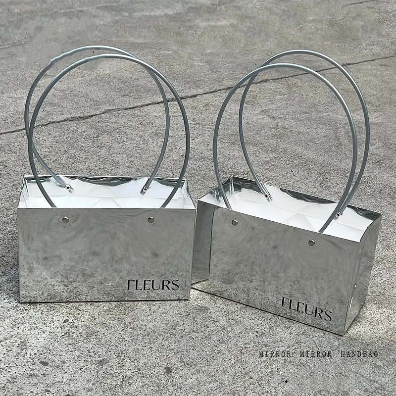 5PCS-Silver-Handbag-Florist-Flower-Packaging-Gift-Box-Bright-Floral ...