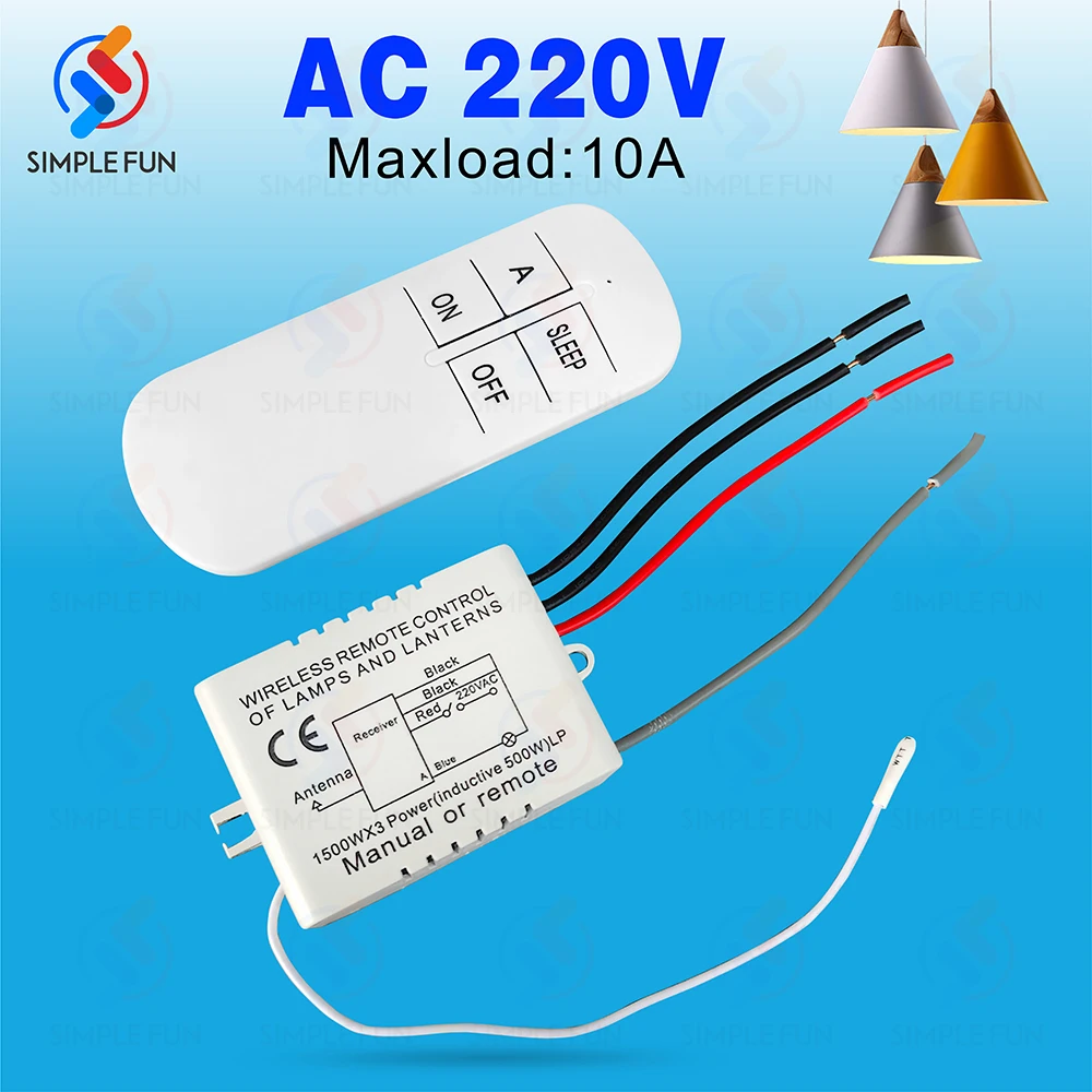 AC-220V-10A-Wireless-Light-Remote-Control-Relay-Module-and ...