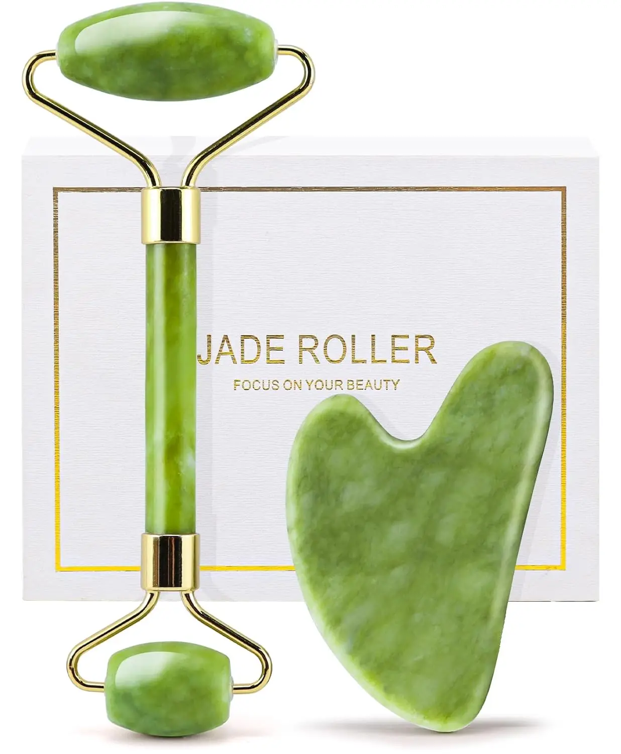 Skin Care Quartz Stone Natural Face Jade Roller Set Cooling Eye Gua Sha ...