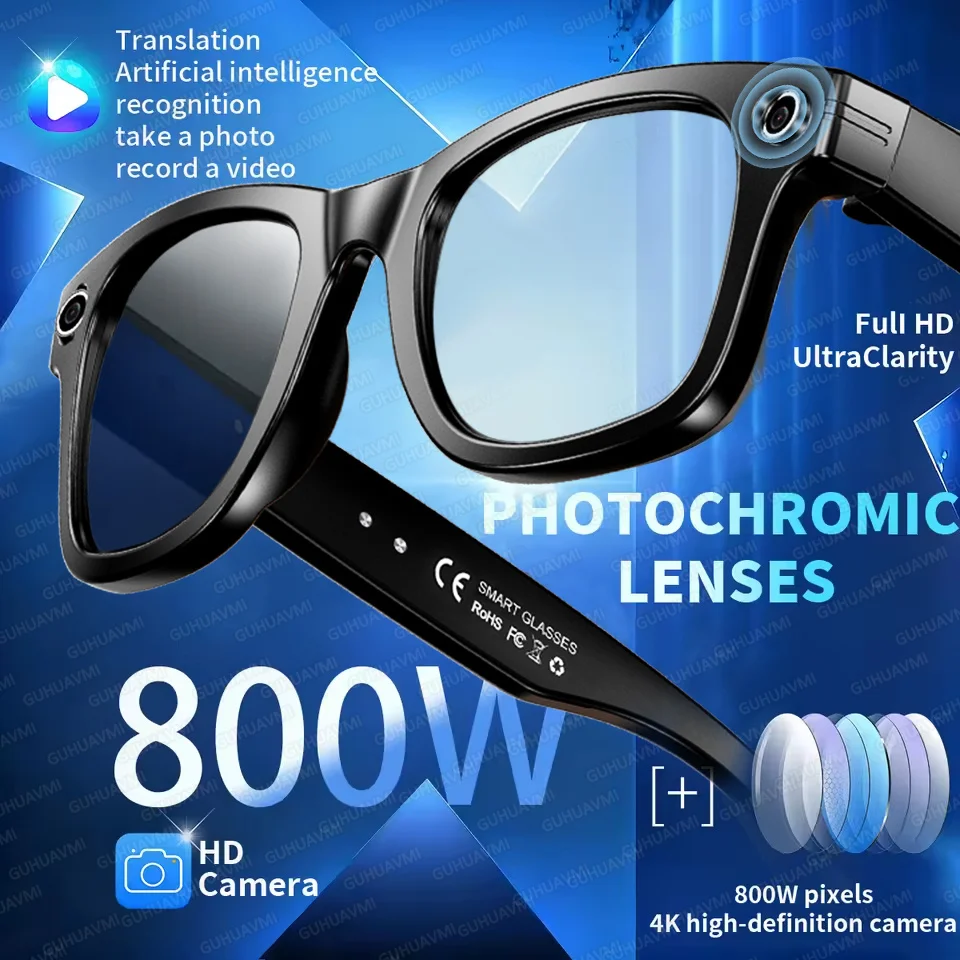 800W Camera Smart Glasses with 32GB Memory Sunglasses Mini Camera Video ...