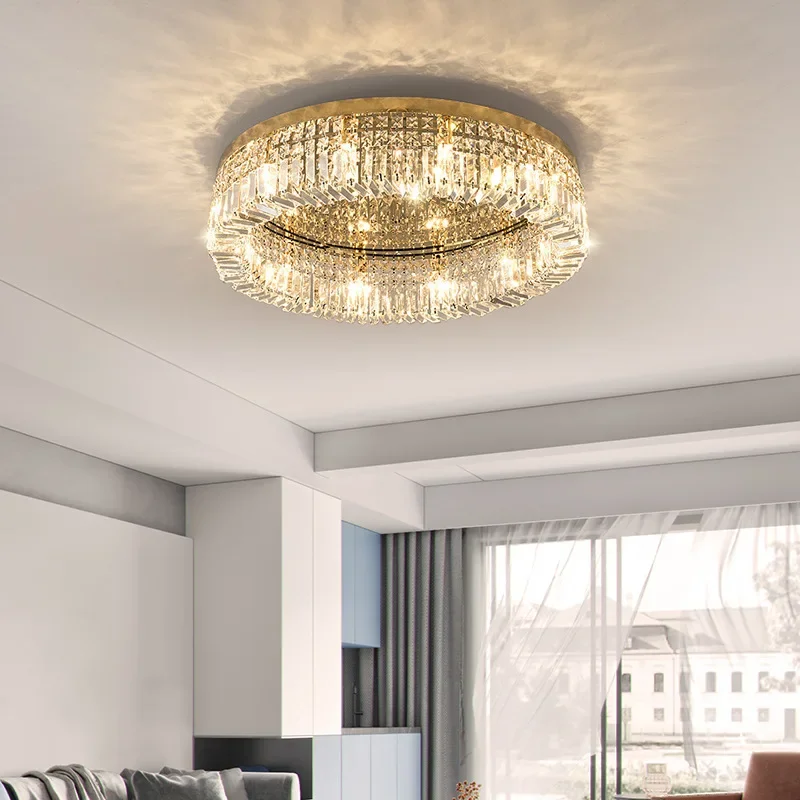 Luxury Circular Crystal LED Ceiling Lamp Living Room Restaurant Bedroom ...