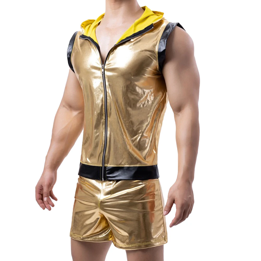 Camisetas-sin-mangas-de-cuero-para-hombre-B-xer-corto-conjunto-de-ropa ...